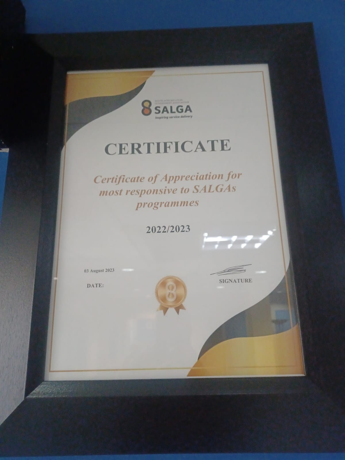 SALGA awards two Certicates of Appreciation to Midvaal - Walkerville ...